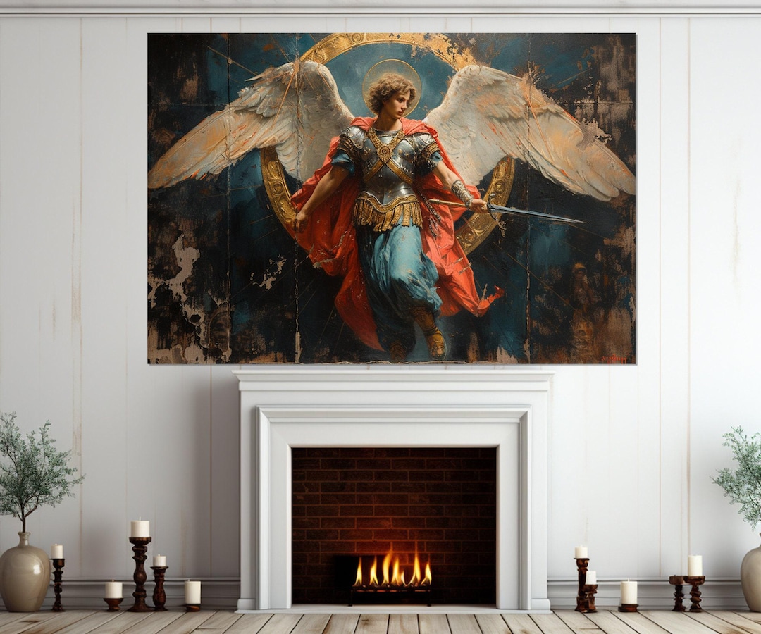 Saint Michael the Archangel Canvas Art, Roman Catholic Wall Art, St ...