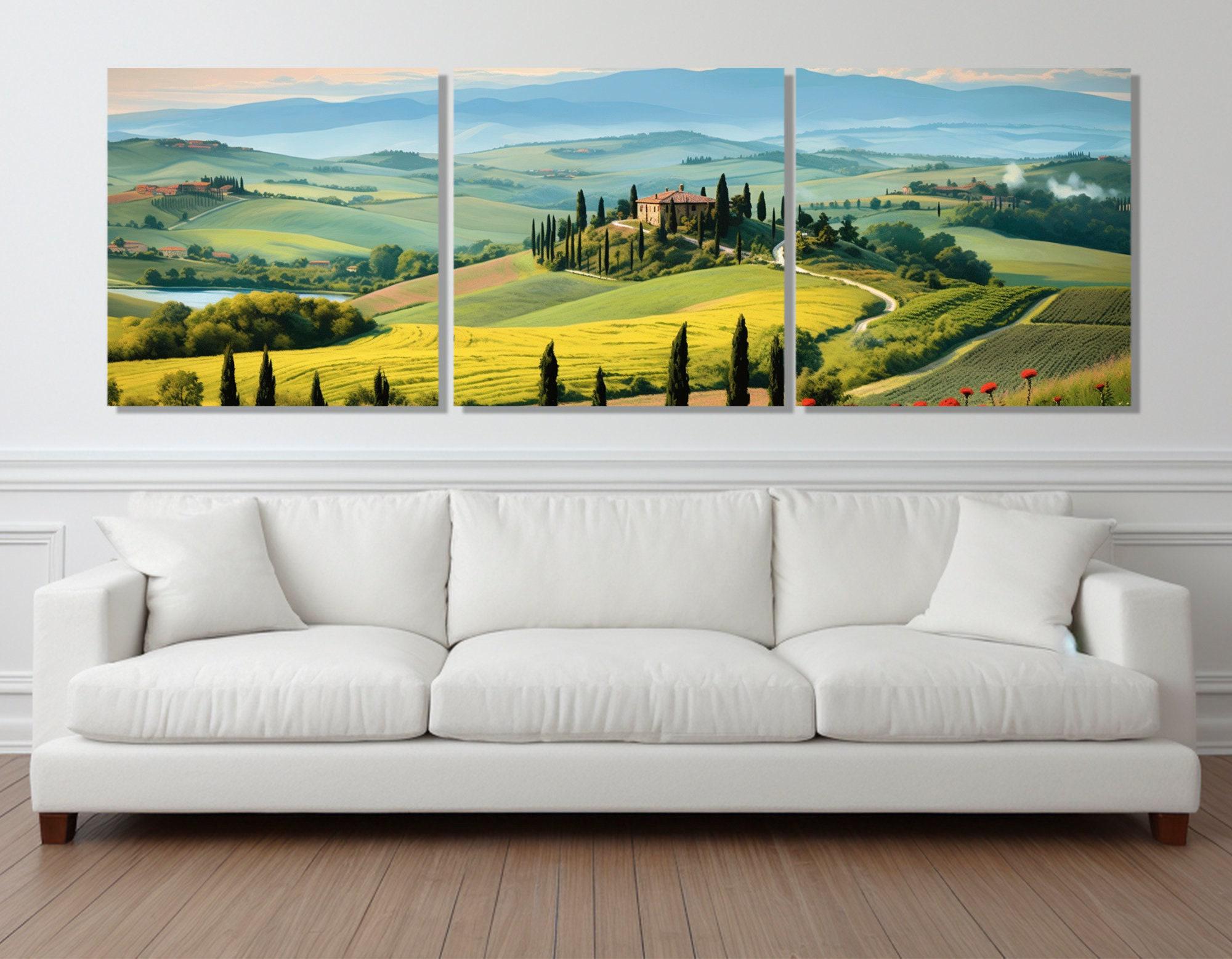 Scenic Tuscany Painting Canvas Print, Tuscany Wall Art, Panoramic ...