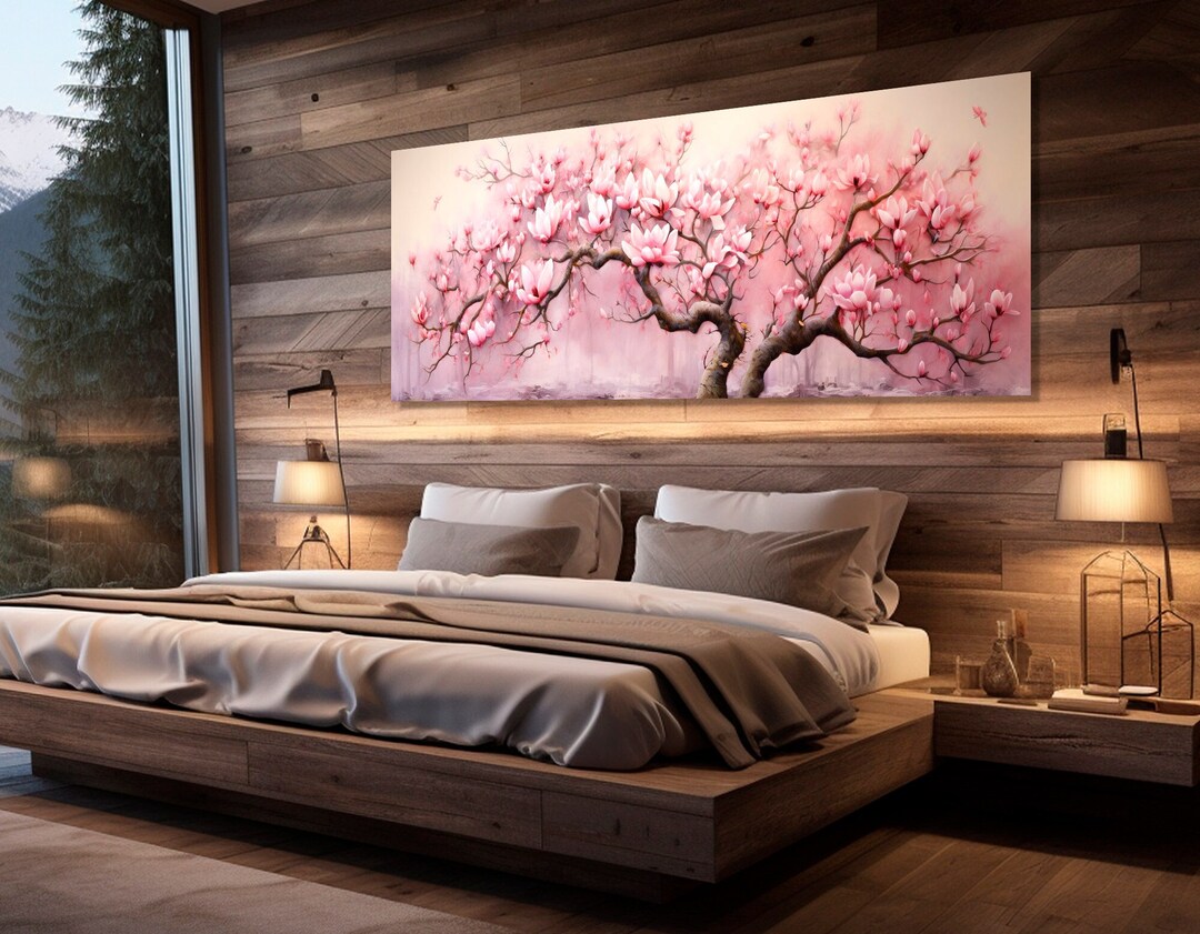 Magnolia Blossom Painting Canvas PRINT, Floral Panoramic Wall Art ...