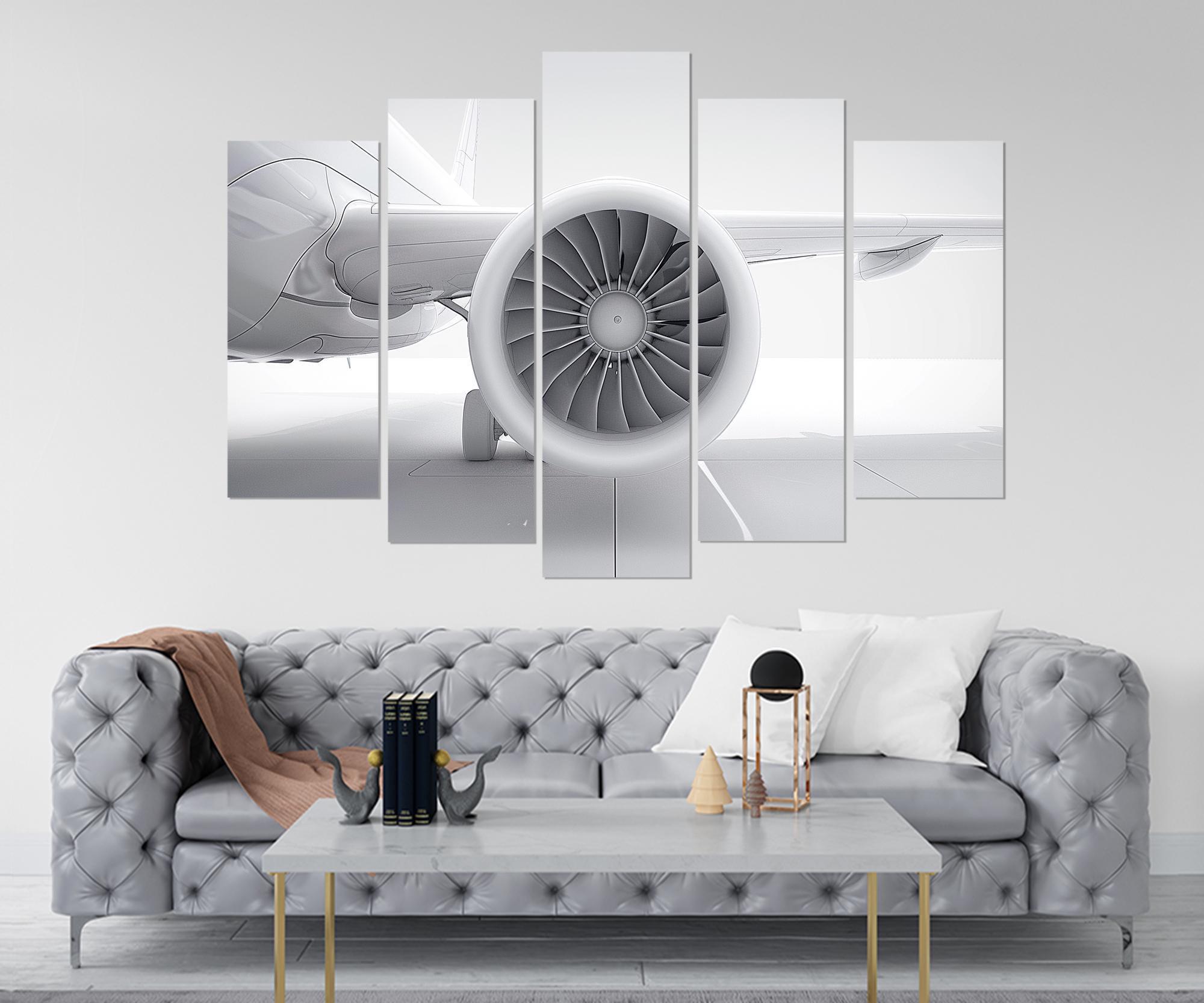 Minimalist Plane Turbine Canvas Print, Avia Company Office Decor, Pilot ...