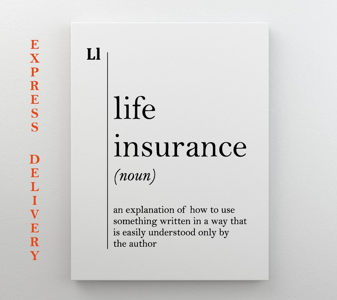 Life Insurance Definition Canvas Print Insurance Agent Gift | Etsy