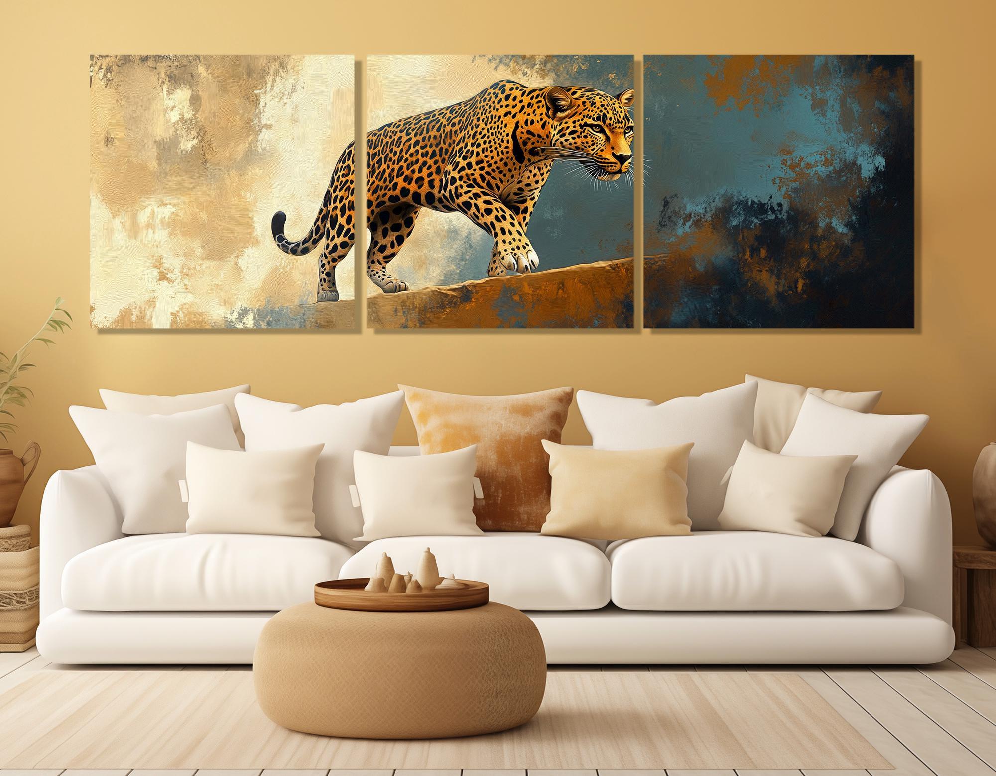 Majestic Leopard Painting Canvas Print, Animals Wall Art, Abstract ...