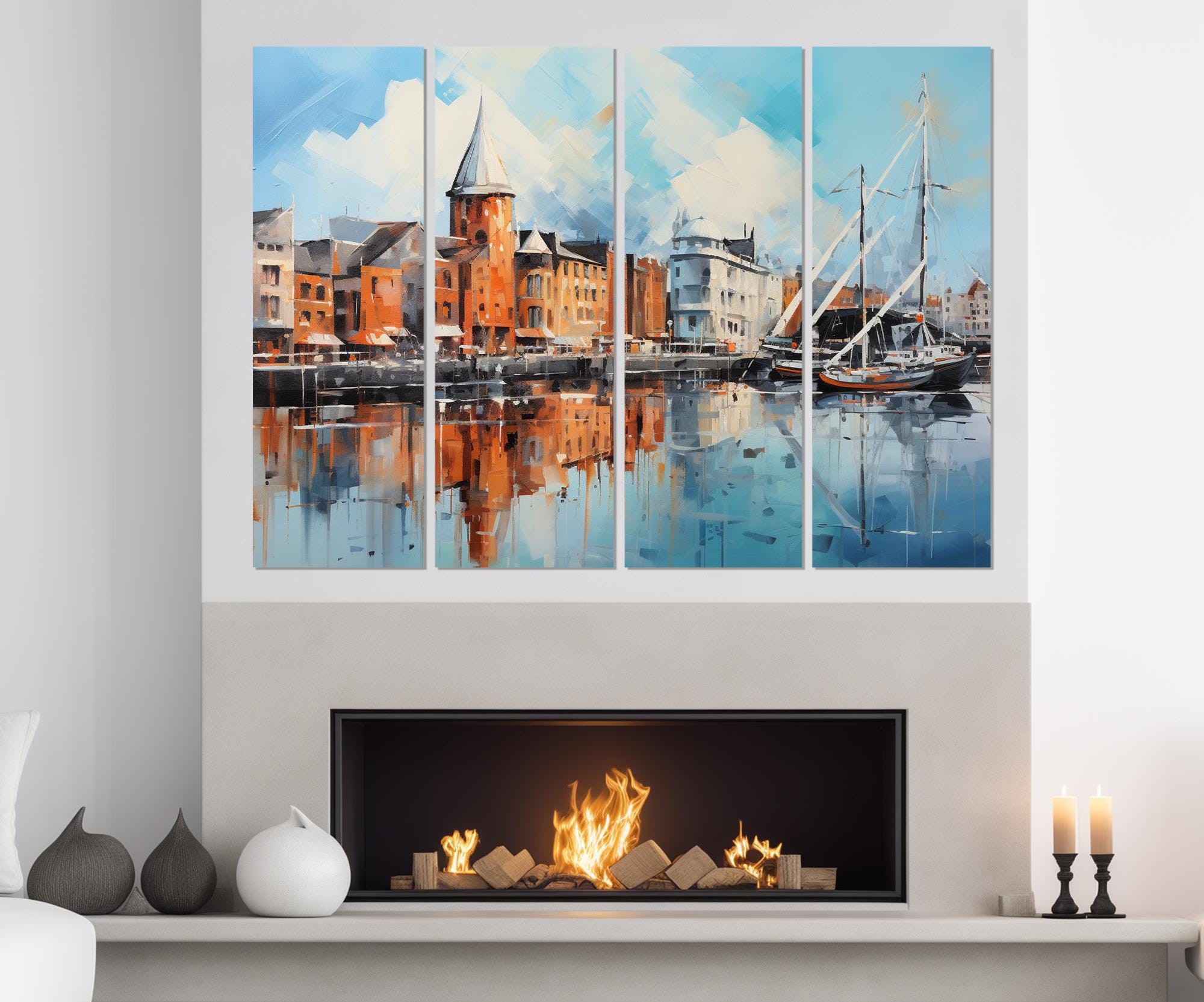 Retro Style Dublin Canvas Print, Abstract Dublin Painting, Dublin Wall ...