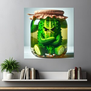Angry Pickle in a Jar Canvas Print, Kitchen Wall Decor, Funny Kitchen ...