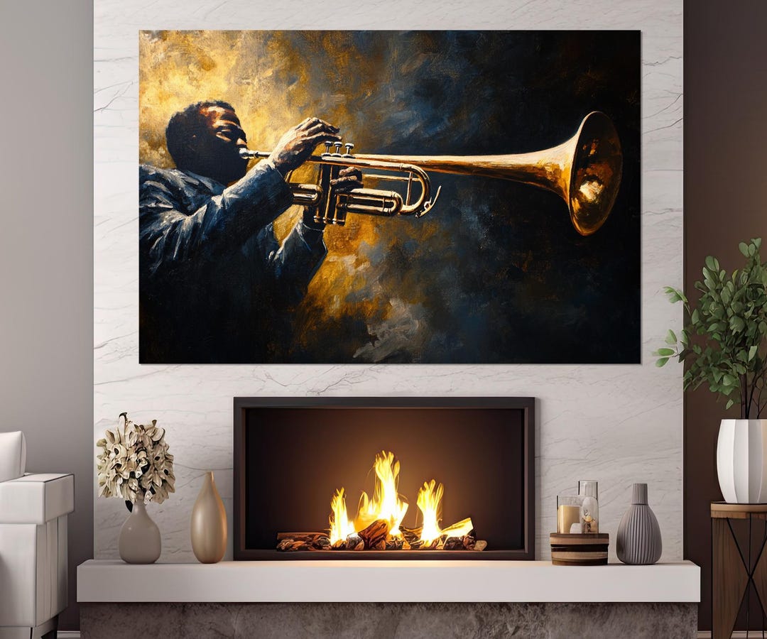 Jazz Wall Art, Trumpeter Gift, Trumpet Canvas Print, Abstract Music ...