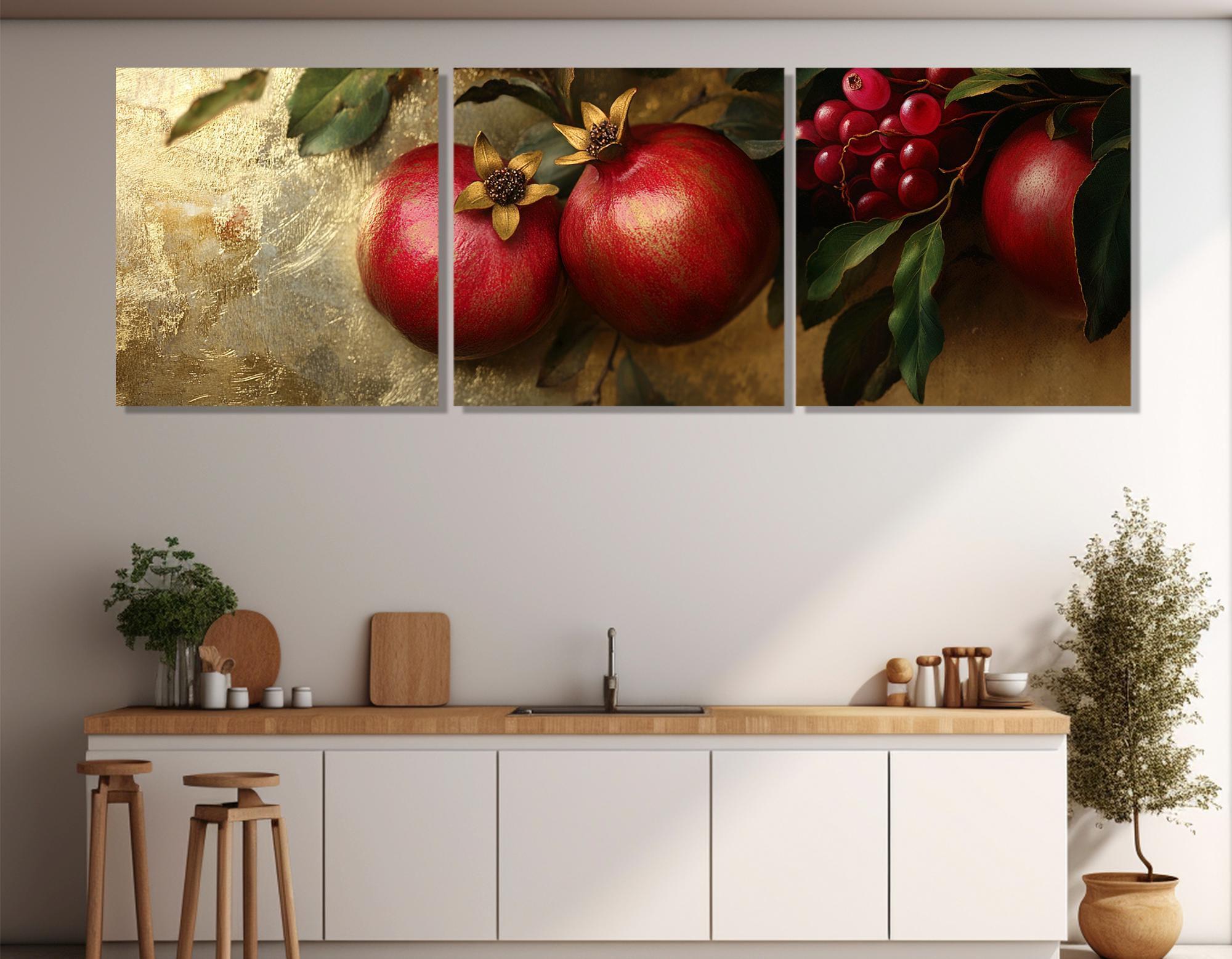 Large Kitchen Wall Art, Pomegranate Painting Canvas Print, Pomegranate ...