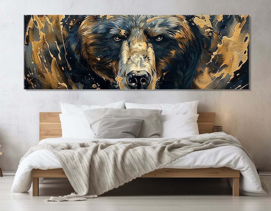 Brown Bear Abstract Painting Canvas Print, Grizzly Bear Canvas, Bears ...