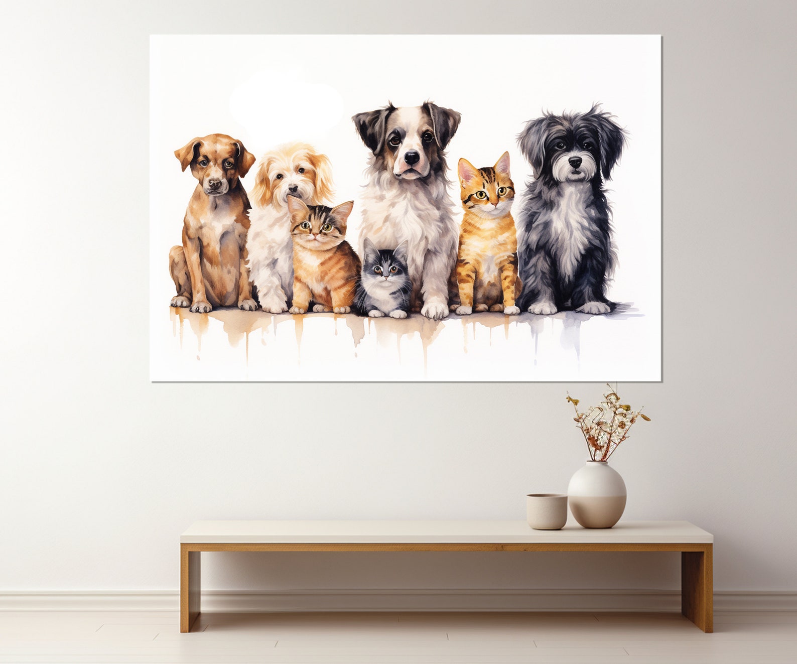 Dogs and Cats Painting Canvas Print, Vet Gift, Vet Сlinic Wall Art ...