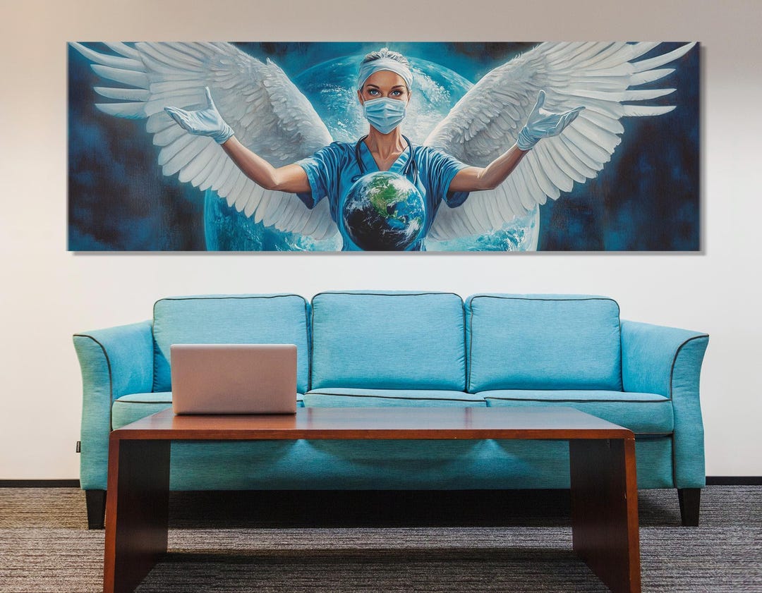 Nurse With Angel Wings Painting Canvas Print, Nurse Office Decor, Woman ...