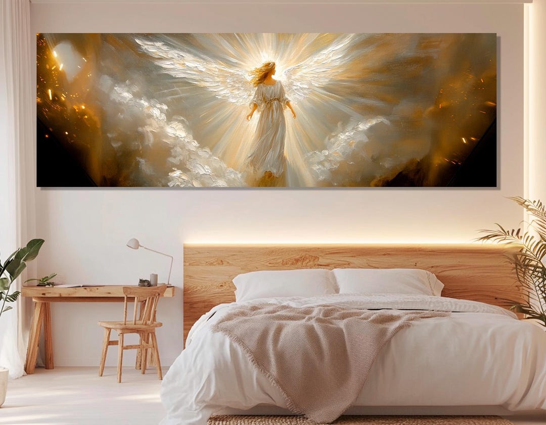 Abstract Angel Painting Canvas Print, Bedroom Wall Decor, Religious ...