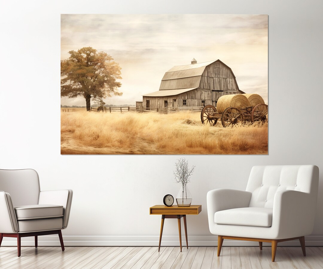 Rustic Barn Canvas Print, Farm Wall Art, Farmhouse Wall Decor, Farmer Gift, Framed and Ready to ...