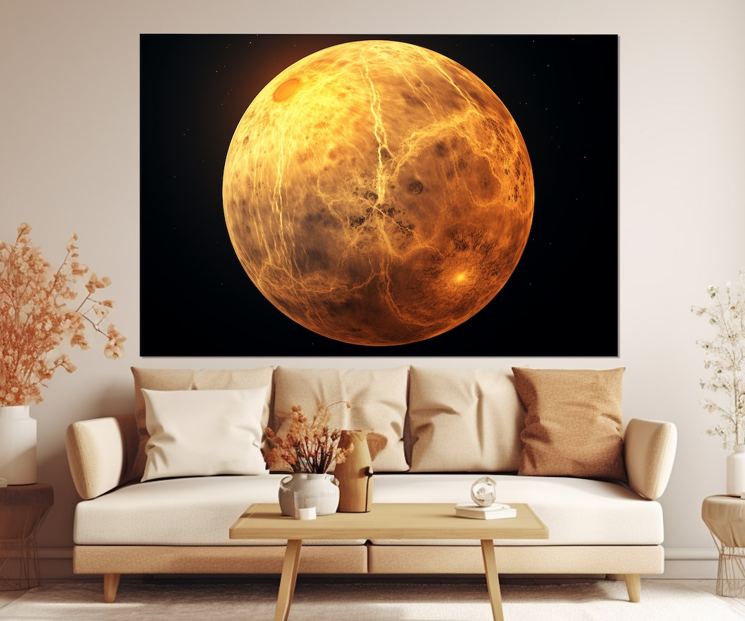 Planets Wall Art, Abstract Venus Canvas Print, Venus Painting, Framed ...