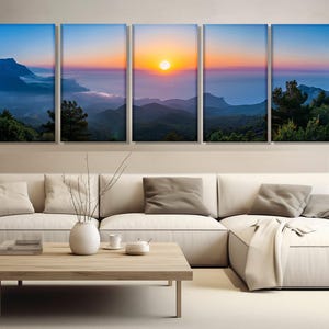 Scenic Sunset Over Sea Canvas Print, Stunning Sunset Painting, Nature ...