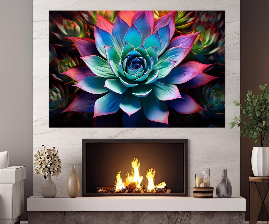 Abstract Agave Painting Canvas Print, Colorful Agave Wall Art, Abstract ...