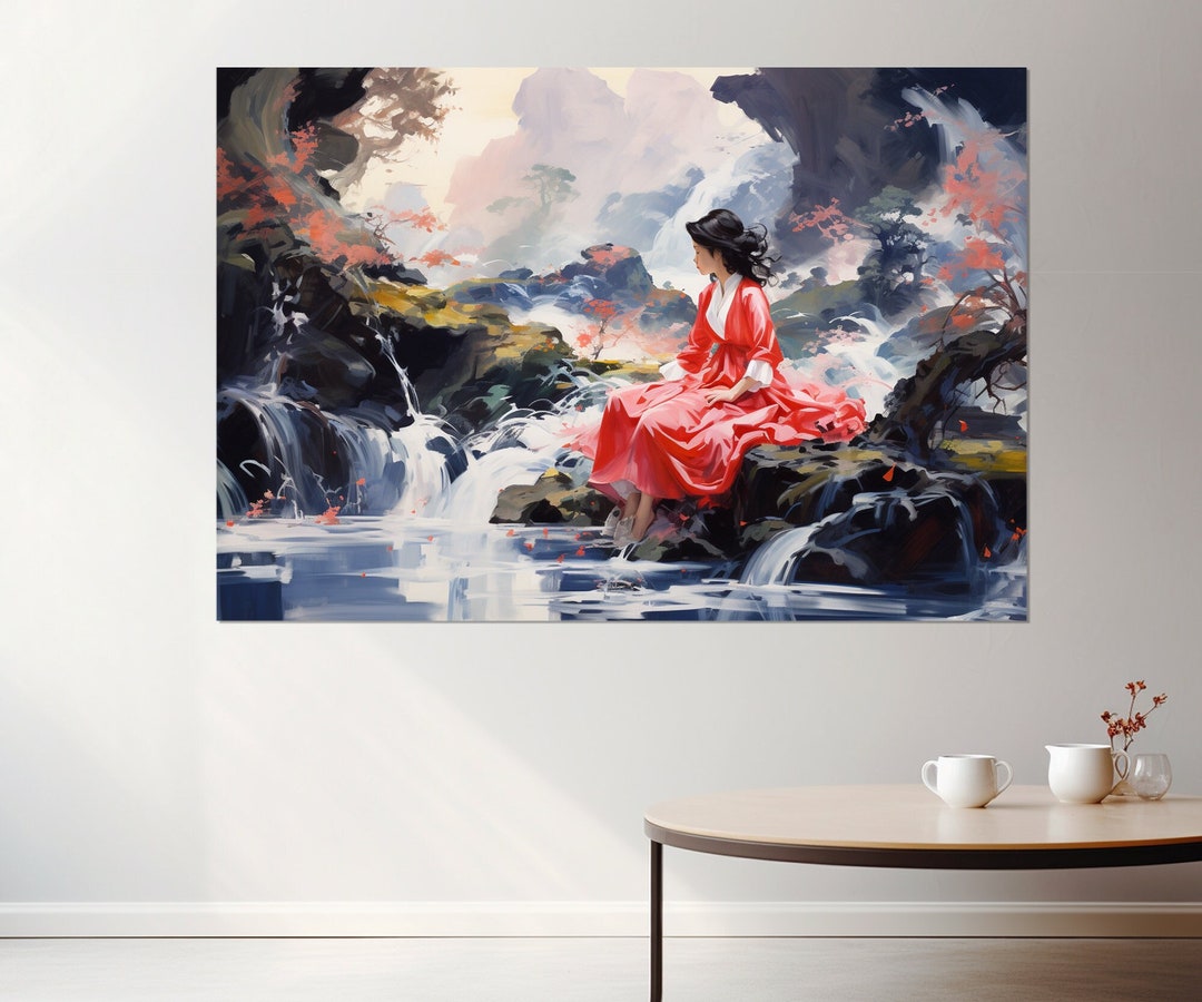 Japanese Wall Art, Abstract Japanese Canvas Print, Japanese Painting ...