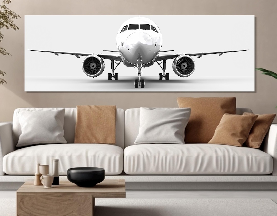 Minimalist Aircraft Canvas Print, Large Plane Panoramic Canvas ...