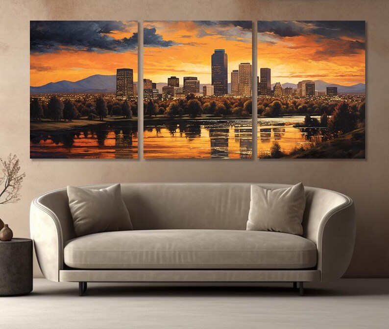 Abstract Denver Wall Art, Denver Painting Canvas Print, Denver Skyline ...