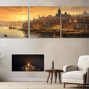 Vintage Porto Painting Canvas Print, Vintage Portugal Painting, Porto ...
