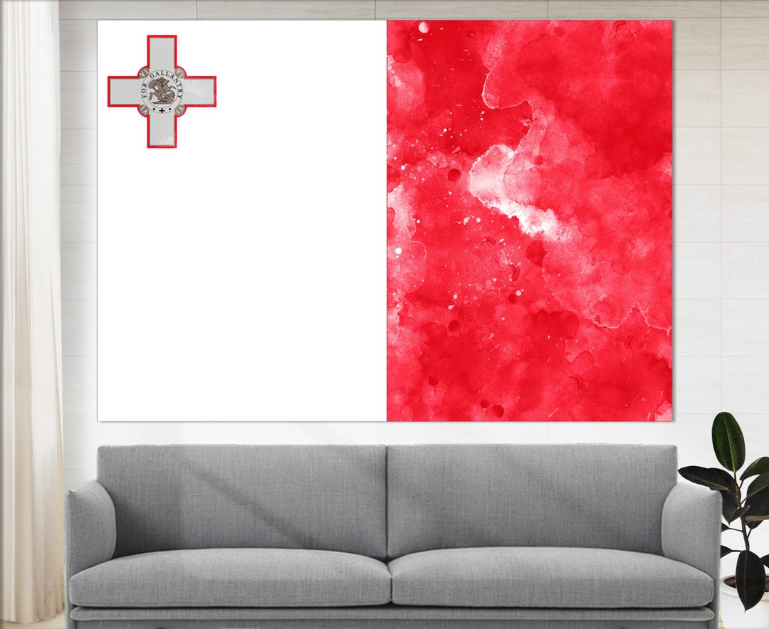 Malta Flag Canvas Print, Malta Wall Art, Flag of Malta Print, Framed ...