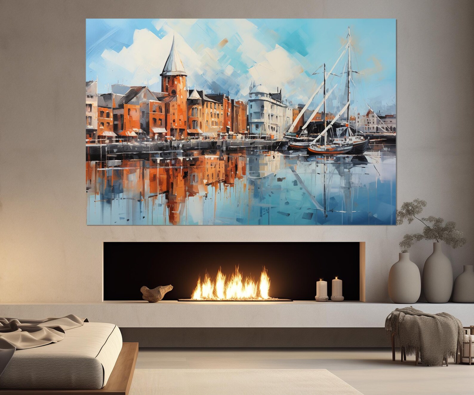 Retro Style Dublin Canvas Print, Abstract Dublin Painting, Dublin Wall ...
