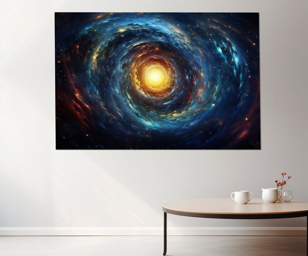 Spiral Galaxy Painting Canvas Print, Abstract Universe Wall Art, Galaxy ...