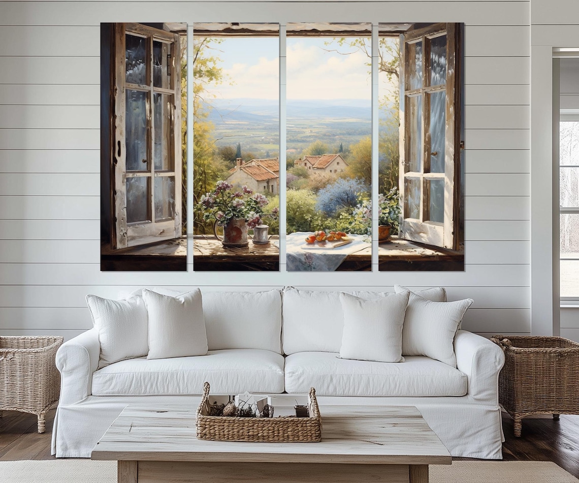 Open Window With Balkan Landscape Canvas Print, Balkan Window View ...