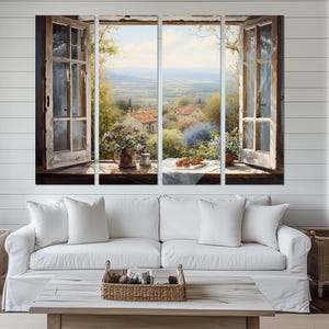Open Window With Balkan Landscape Canvas Print, Balkan Window View ...