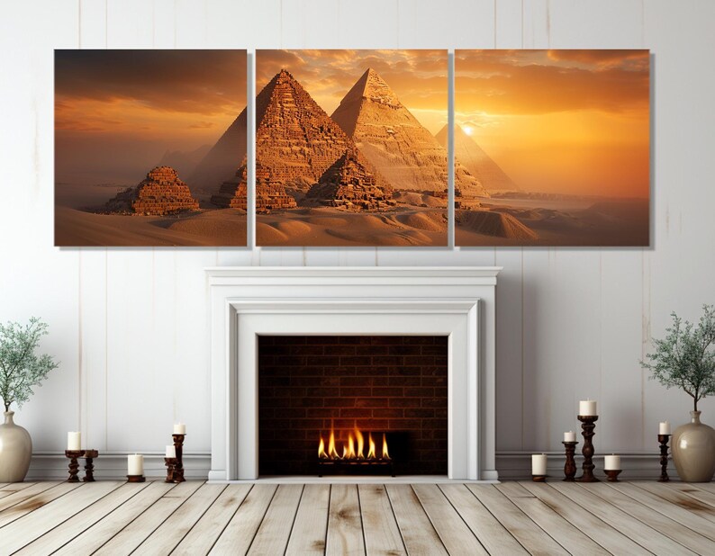 Scenic Egypt Sunset Canvas Print, Abstract Egypt Wall Art, Egyptian ...