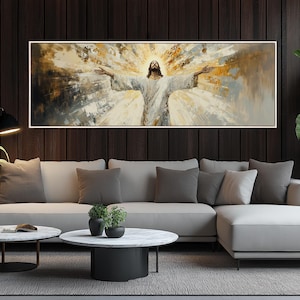 Large Jesus Christ Canvas Print, Abstract Religious Painting, Religious Bedroom Wall Decor ...