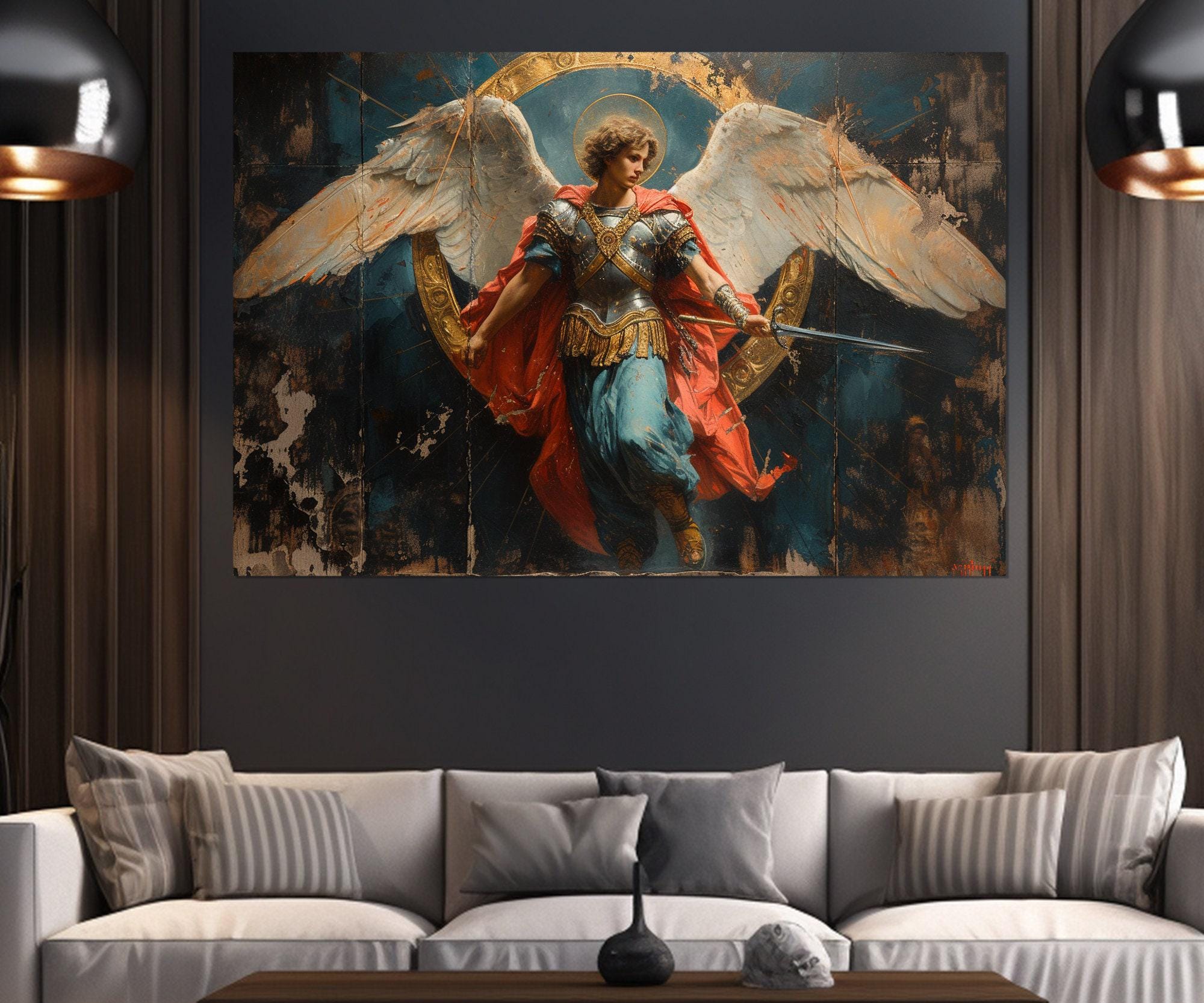 Saint Michael the Archangel Canvas Art, Roman Catholic Wall Art, St ...