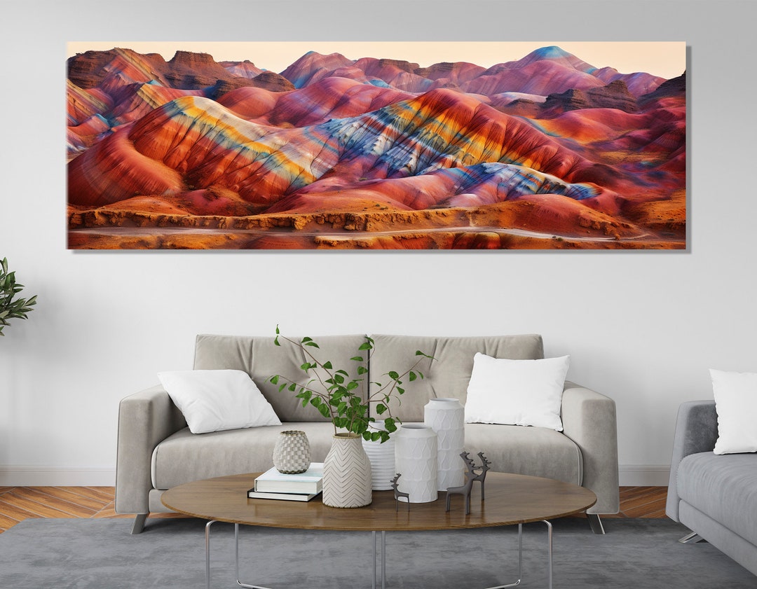 Colorful Zhangye Danxia Landform Canvas Print, Large Rainbow Mountains ...
