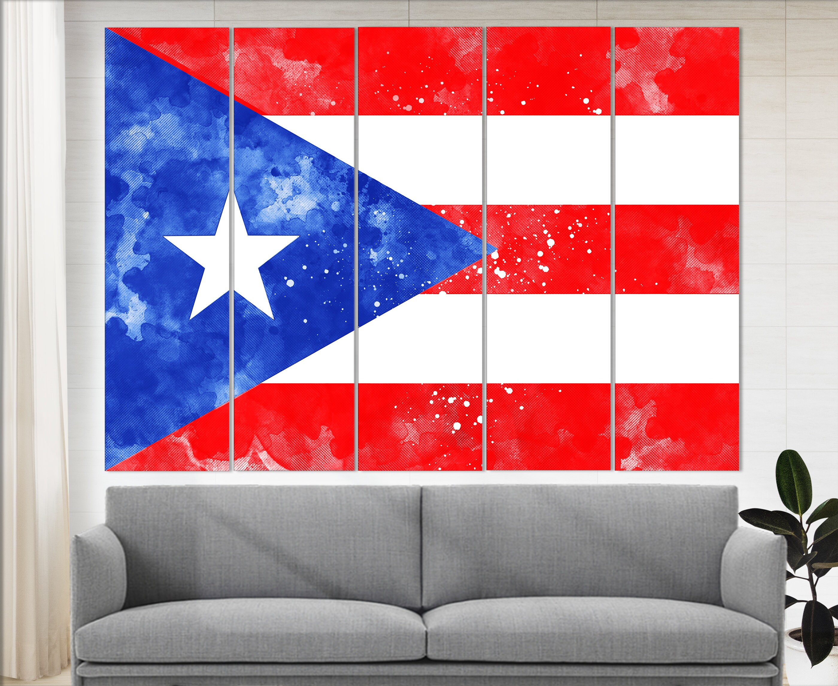 Puerto Rico Flag Canvas Printpuerto Rico Wall Art Flag of - Etsy