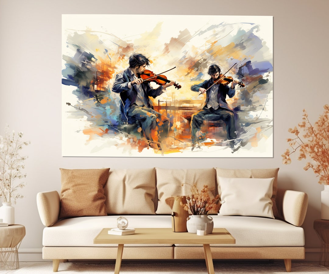Abstract Violinists Painting Canvas Print, Classical Music Wall Art ...