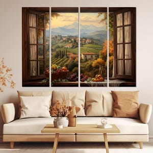 Open Window With Tuscany View Canvas Print, Tuscany Painting ...