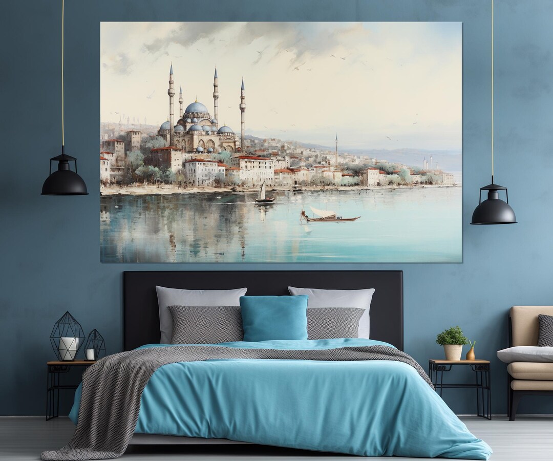 Istanbul Retro Style Painting Canvas Print, Istanbul Poster, Vintage ...