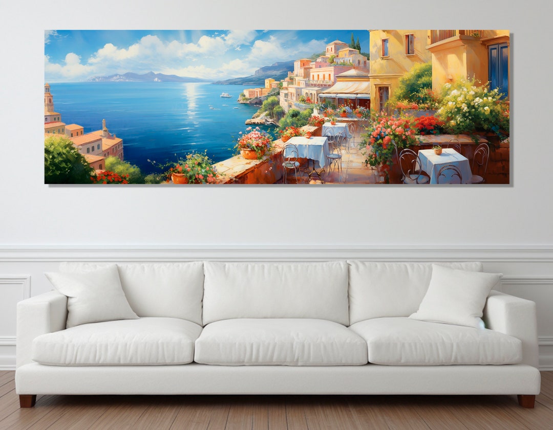 Beautiful Italy Coast Oil Painting Canvas Print, Italy Wall Art ...