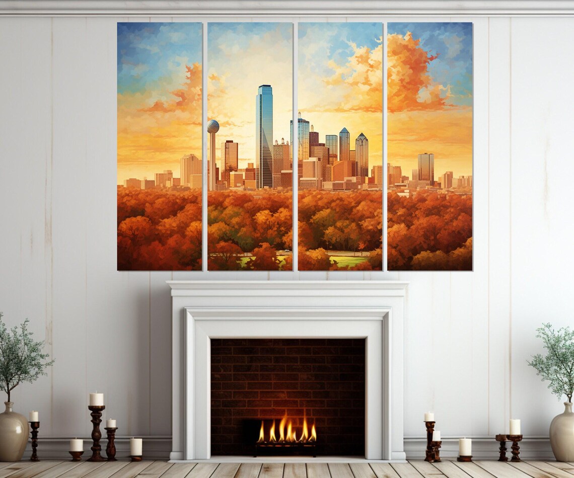 Abstract Dallas Skyline Painting, Dallas Canvas Print, Dallas Wall Art ...