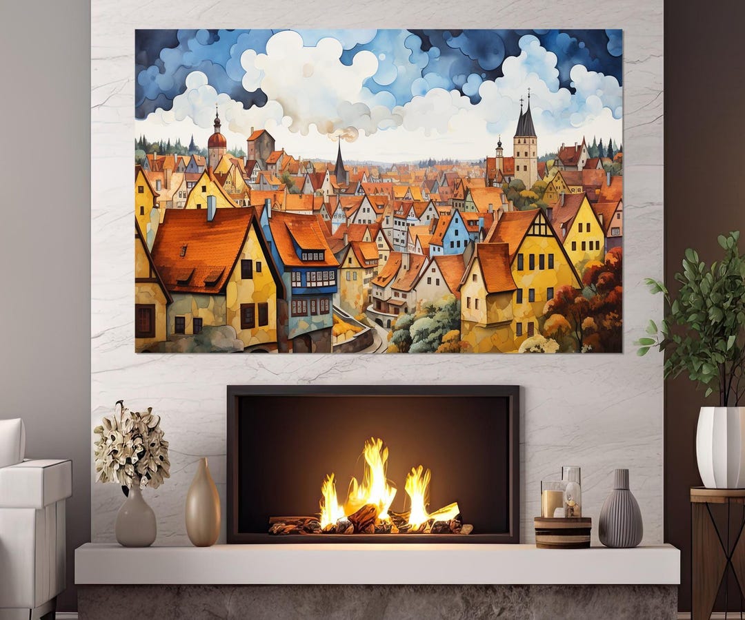 Rothenburg Painting Canvas Print, Abstract Rothenburg Wall Art, German ...