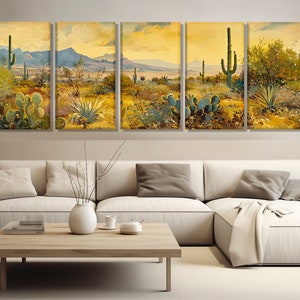 Abstract Arizona Desert Panorama Painting Canvas Print, Large Sonoran ...