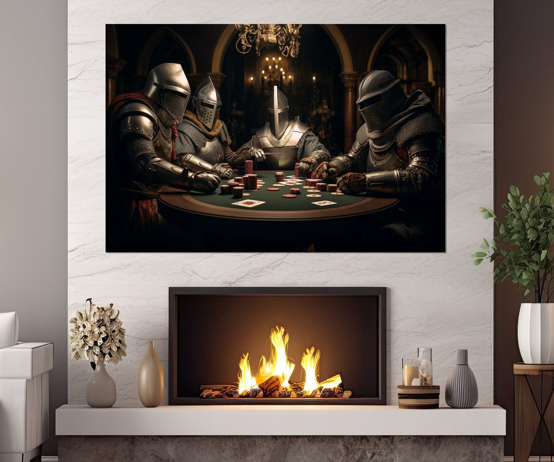 Medieval Knights Playing Poker Canvas Print, Poker Wall Art, Casino ...