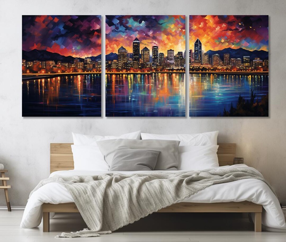 Abstract Montreal Canvas Print, Large Montreal Skyline Painting ...