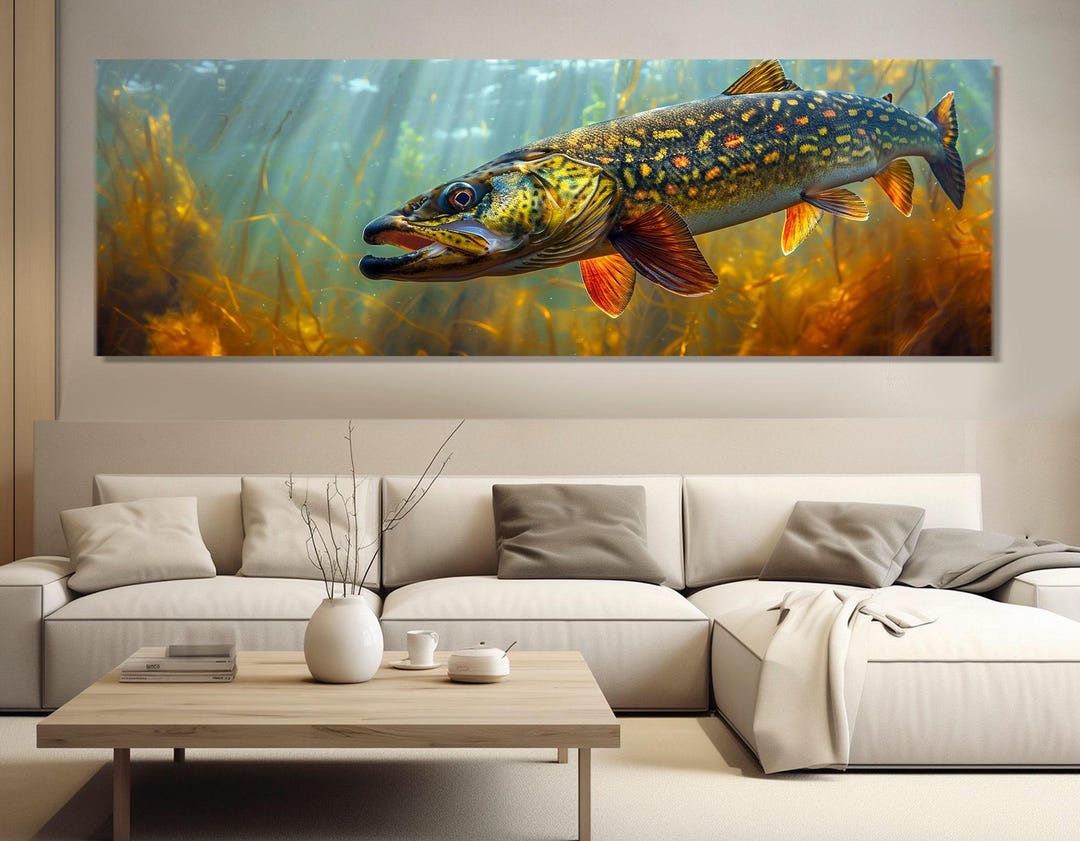 Northern Pike Canvas Print, Fishing Wall Art, Fishing Painting ...
