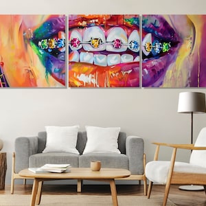Abstract Braces Painting Canvas Print, Orthodontist Canvas, Dental ...