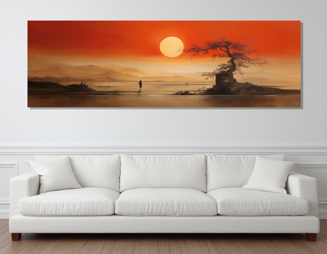 Traditional Chinese Wall Art, Scenic Sunset Painting, Chinese Canvas ...