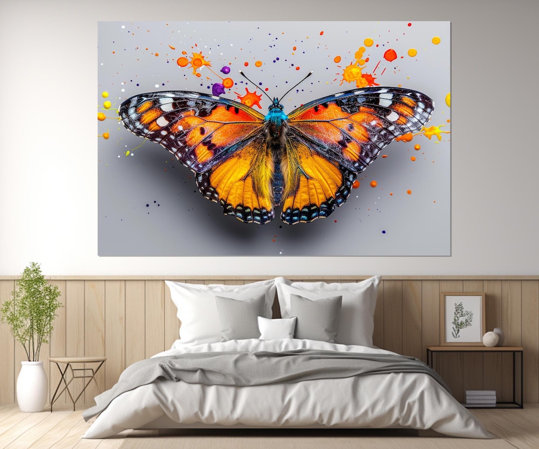 Abstract Butterfly Painting Canvas Print, Butterfly Wall Art, Butterfly ...