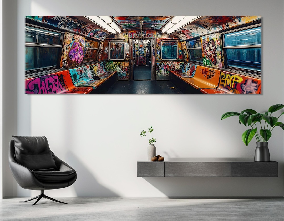 Subway Car in Graffity Canvas Print, Underground Wall Art, Urban Street ...