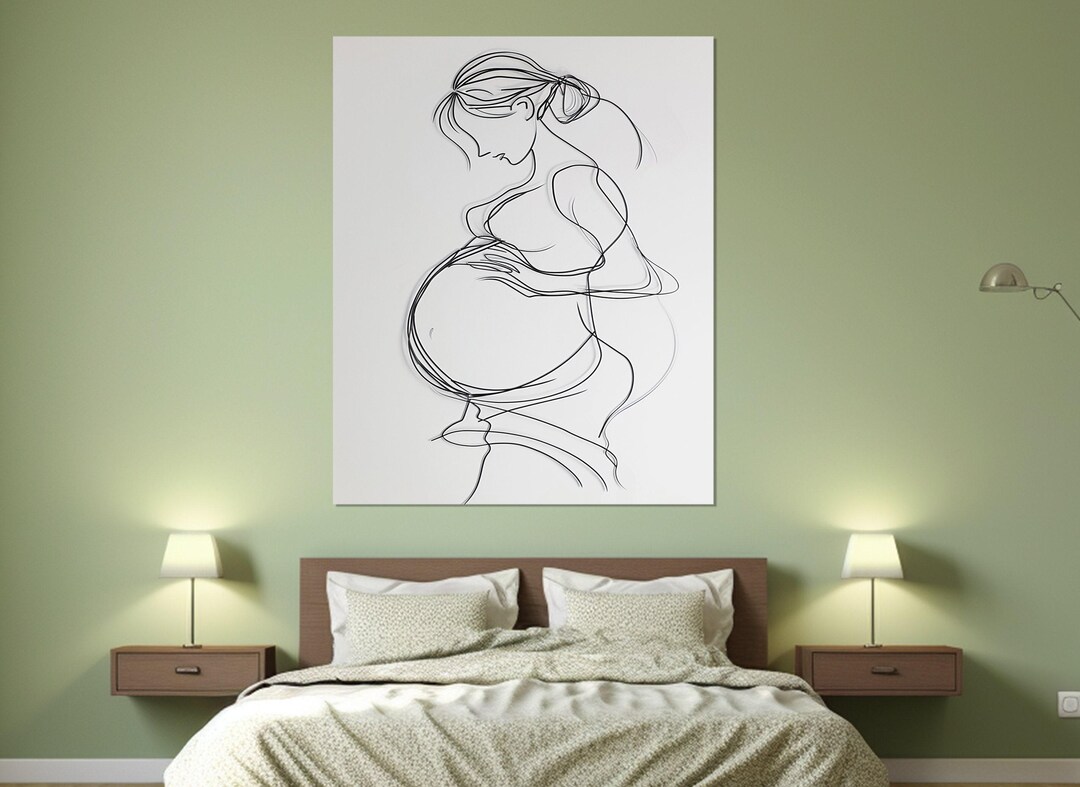 Pregnant Woman Minimalist Canvas Print, Maternity Hospital Decor ...
