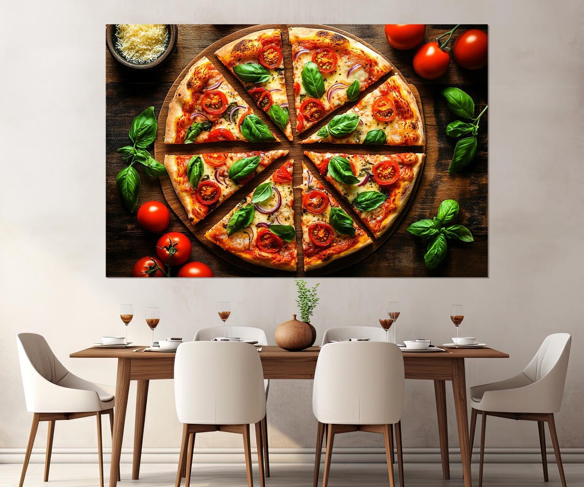 Pizza Canvas Print, Pizza Wall Art, Pizzeria Decor, Kitchen Wall Decor ...