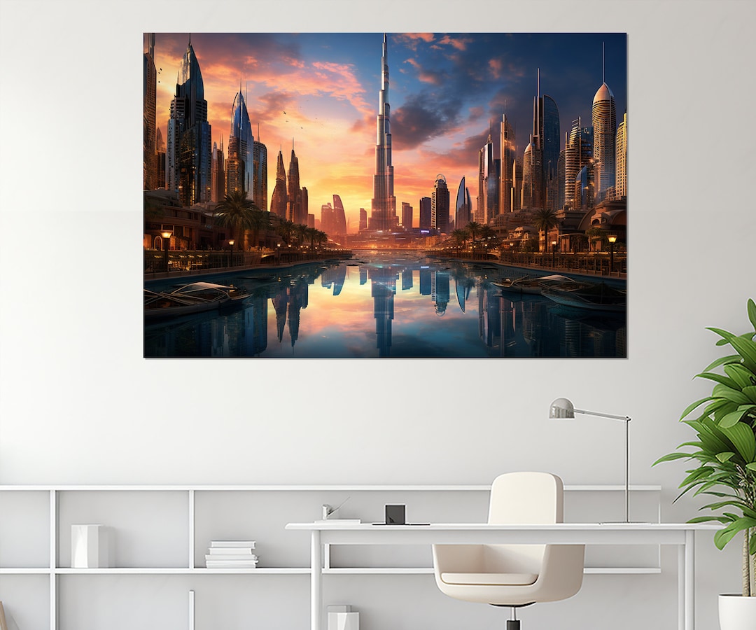 Abstract Dubai Wall Art, Dubai Painting, Burj Khalifa Canvas Art ...
