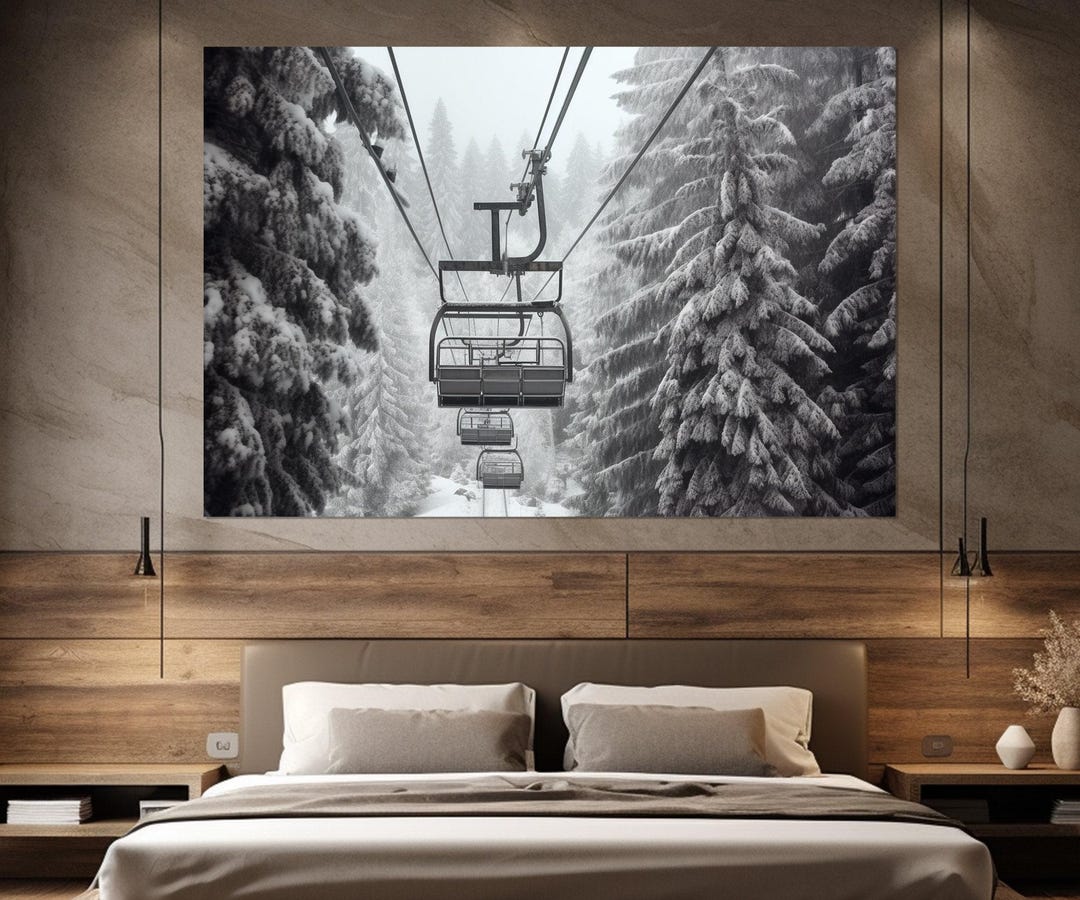 Scenic Ski Lift Canvas Print, Large Ski Lift Poster, Winter Cable Car ...